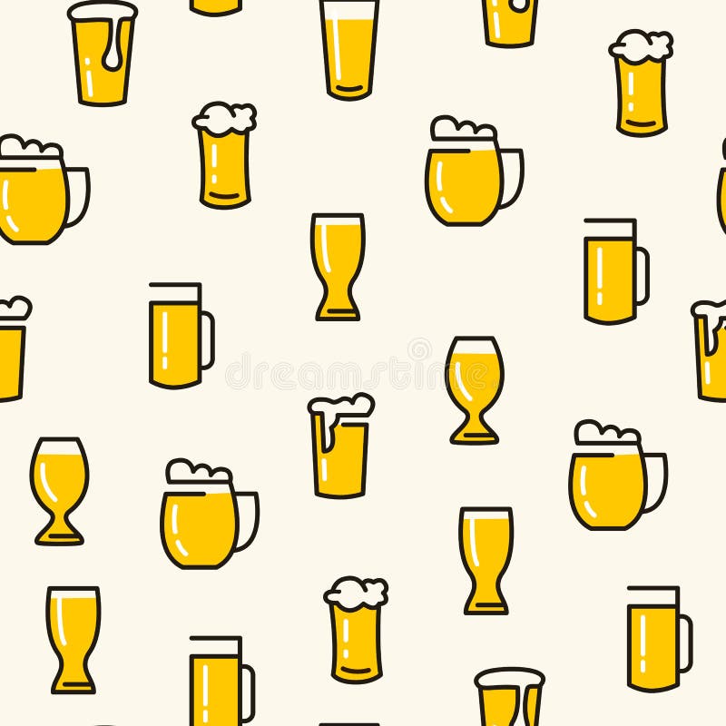 Beer Glasses Seamless Pattern Stock Vector - Illustration of background ...