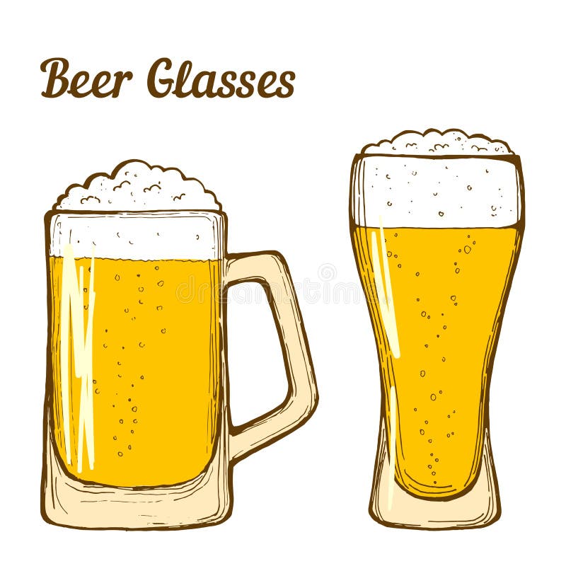 Beer glasses stock vector. Illustration of menu, doodle - 72398691
