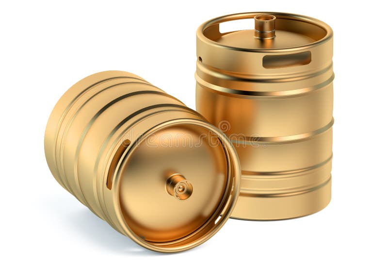 Beer golden kegs closeup stock illustration. Illustration of beer ...