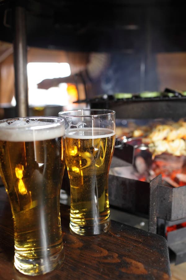 Beer and grill stock photo. Image of fire, lager, coal - 52806056