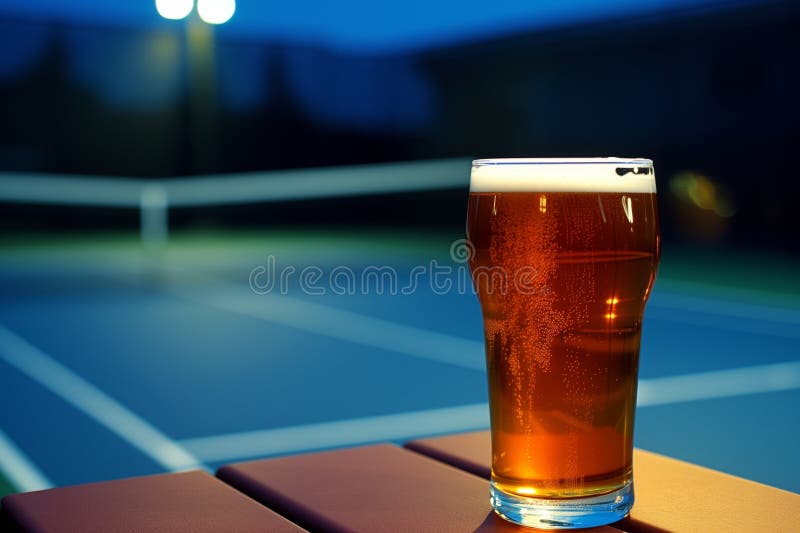 Beer Half Full, Illuminated Tennis Court Beyond Stock Image - Image of ...