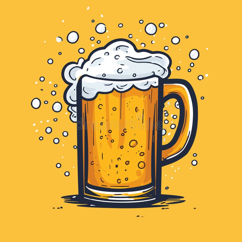 Beer Hand-drawn Comic Illustration. Beer. Vector Doodle Style Cartoon ...