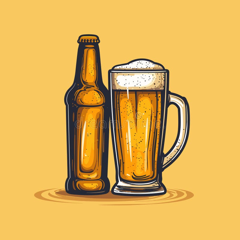 Beer Hand-drawn Comic Illustration. Beer. Vector Doodle Style Cartoon ...
