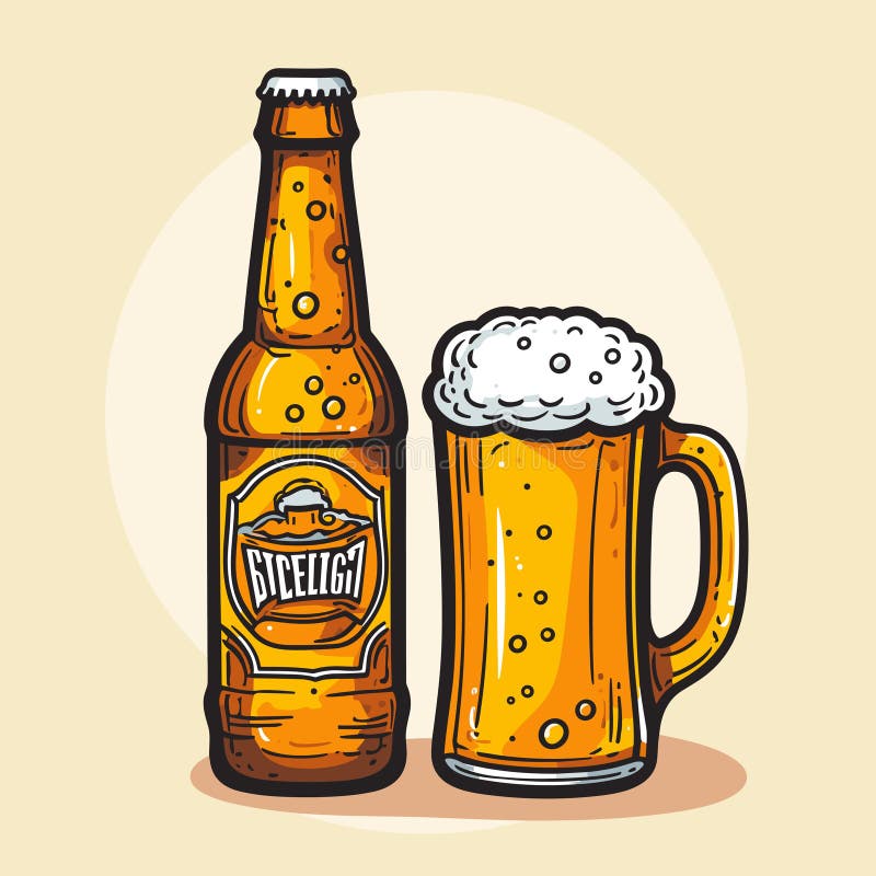 Beer Hand-drawn Comic Illustration. Beer. Vector Doodle Style Cartoon ...