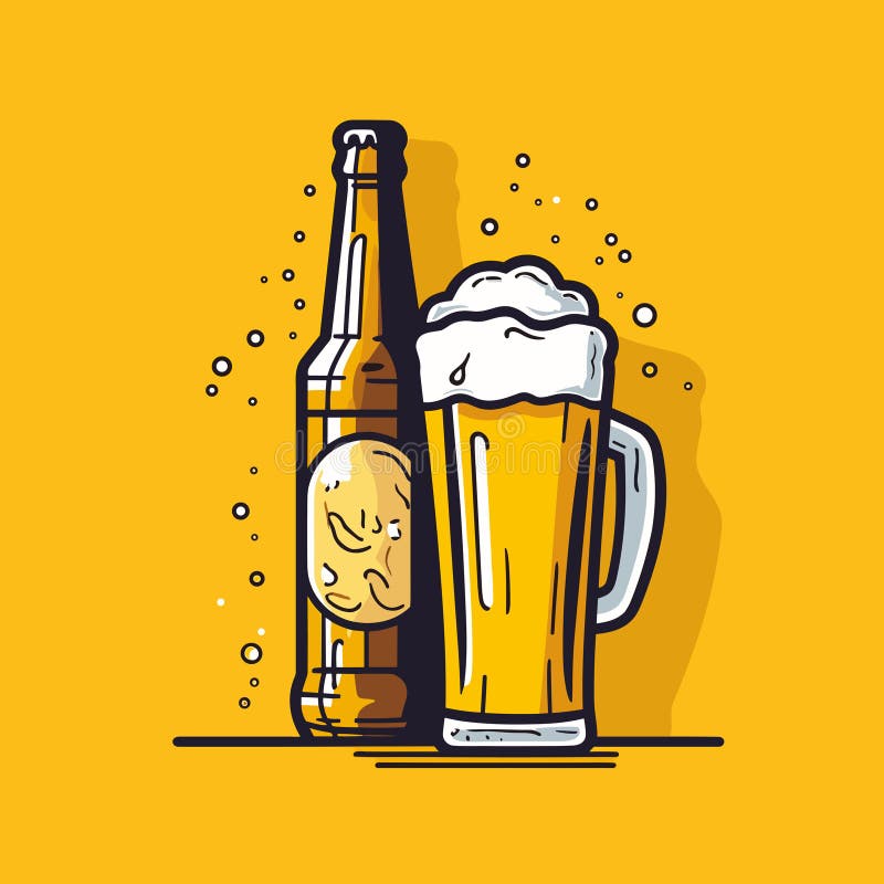 Beer Hand-drawn Comic Illustration. Beer. Vector Doodle Style Cartoon ...