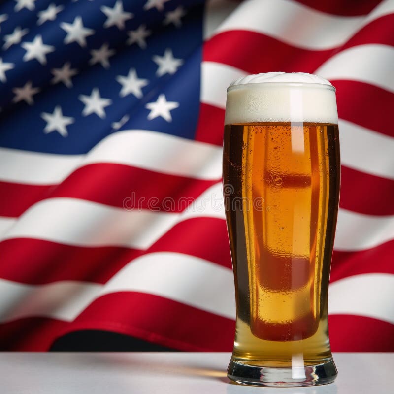 A Beer in Hand with a Stylized US State Flag As the Backdrop Stock ...