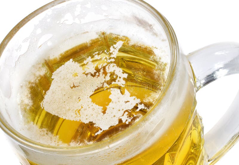 Beer Head Shaped As Canada in a Beer Mug.(series) Stock Image - Image ...
