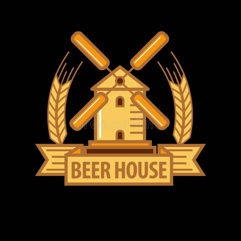 Beer House Logo with Windmill Stock Vector - Illustration of light ...