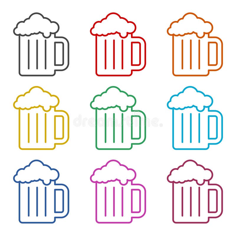 Beer icon, color icons set stock vector. Illustration of icon - 118174679