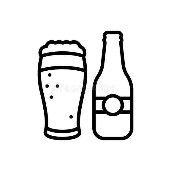 Black Line Icon for Beer, Lager and Wine Stock Vector - Illustration of ...
