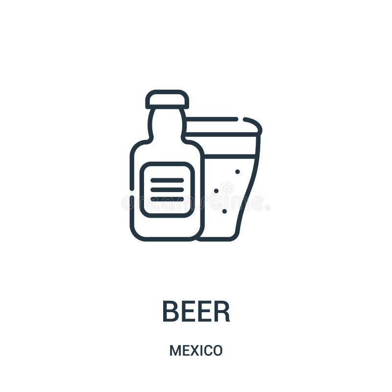 Beer Icon Vector from Mexico Collection. Thin Line Beer Outline Icon ...