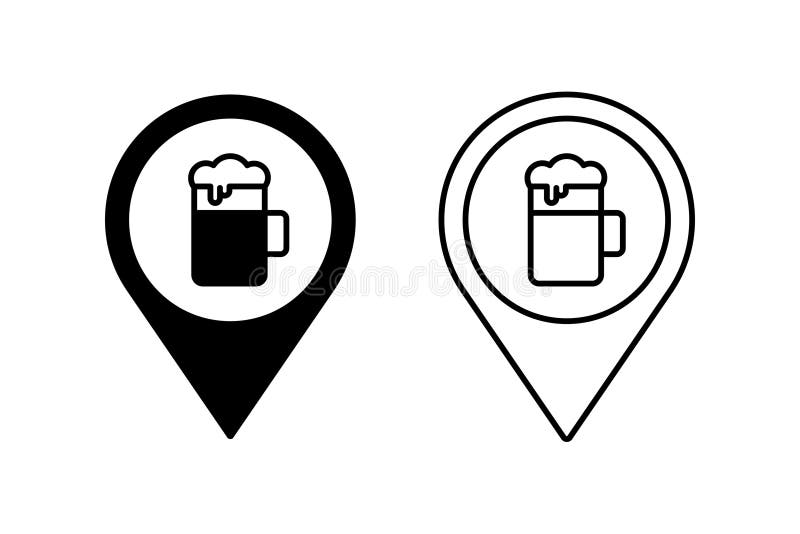 Beer Icon Vector Set. Pub Location Symbol Stock Illustration ...