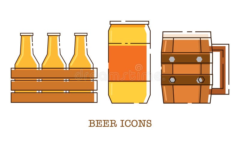 Beer Icons Collection Set. Vector Stock Vector - Illustration of bright ...
