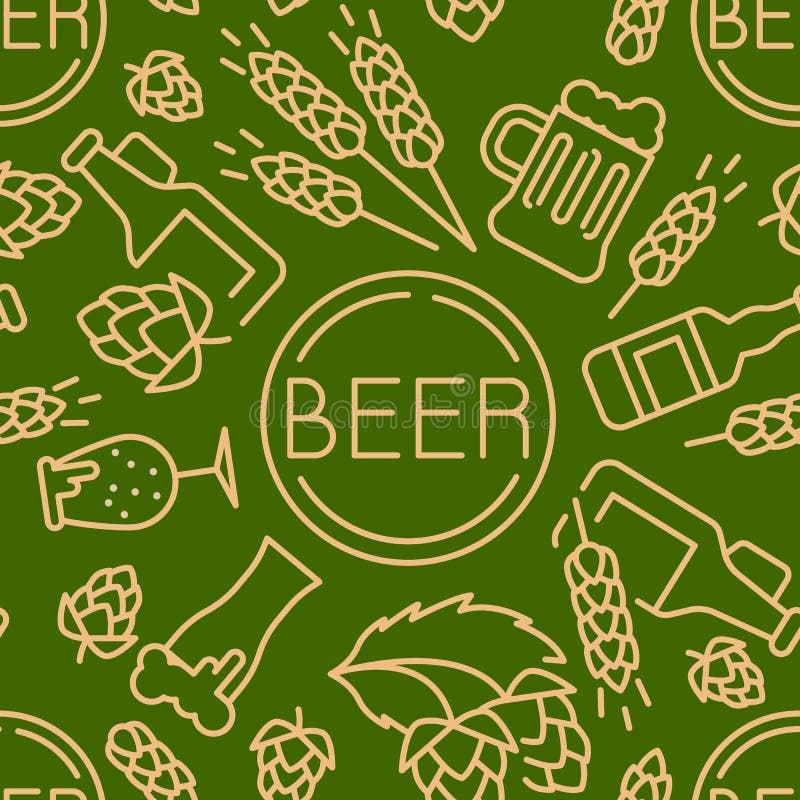 Beer icons pattern stock vector. Illustration of outline - 173914340