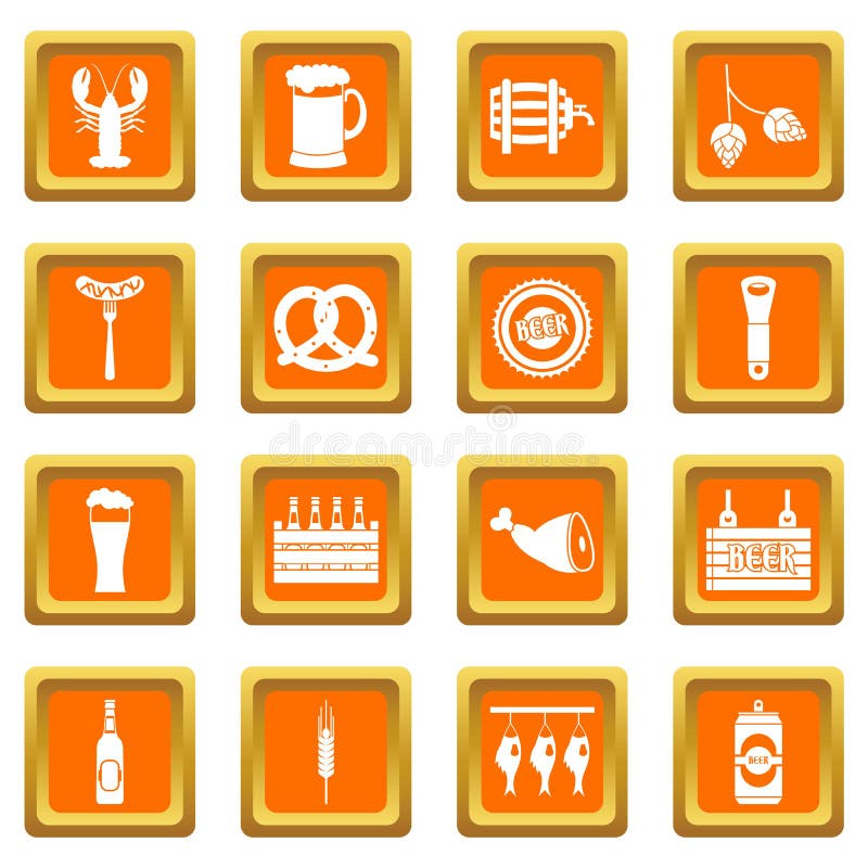 Beer icons set orange stock vector. Illustration of isolated - 98290154
