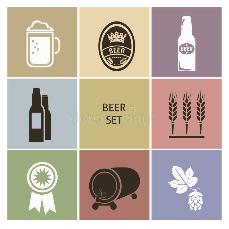 Beer icons stock vector. Illustration of glass, hops - 44106374