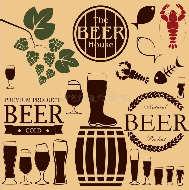 Beer icons and symbols stock vector. Illustration of snack - 32931991