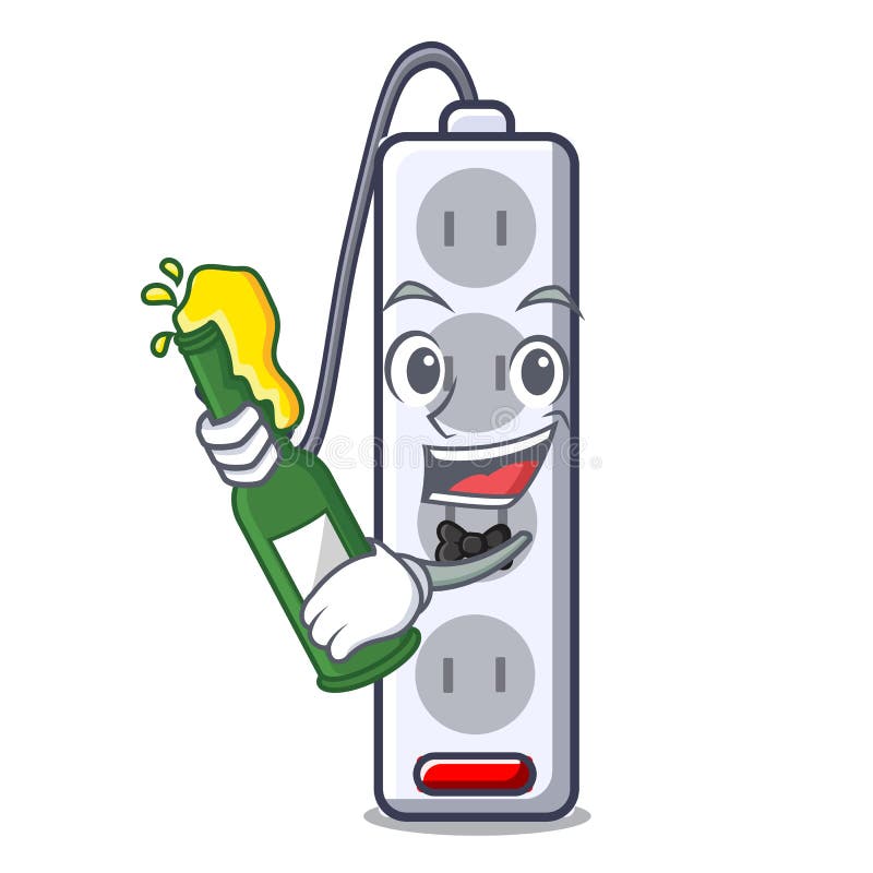 With Beer Isolated Power Strip with the Mascot Stock Vector ...