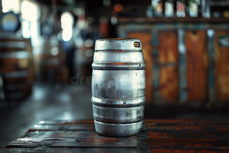 A Beer Keg Sitting on a Wooden Table, Ready for Use Stock Photo - Image ...