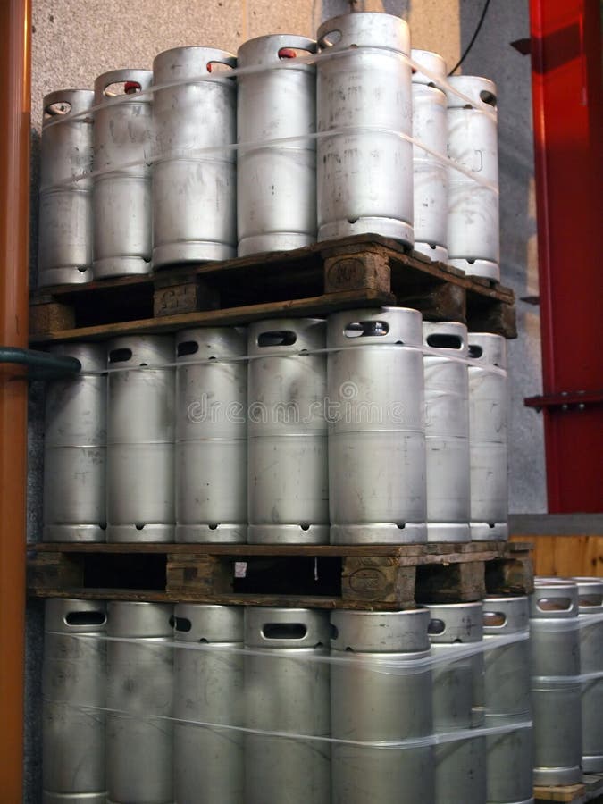 Forklift loading beer kegs stock photo. Image of loader - 32482802