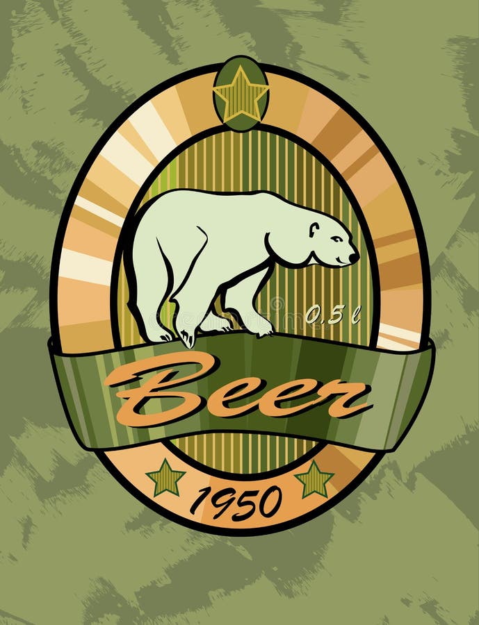 Beer label design, polar bear ., Beer - the best drink .Beer - the best