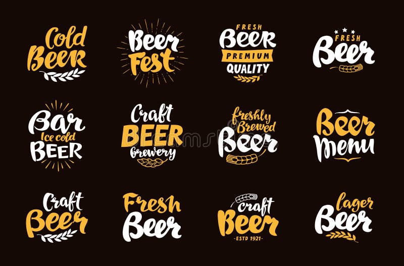 Beer Label and Logos. Lettering Vector Illustration Stock Vector ...