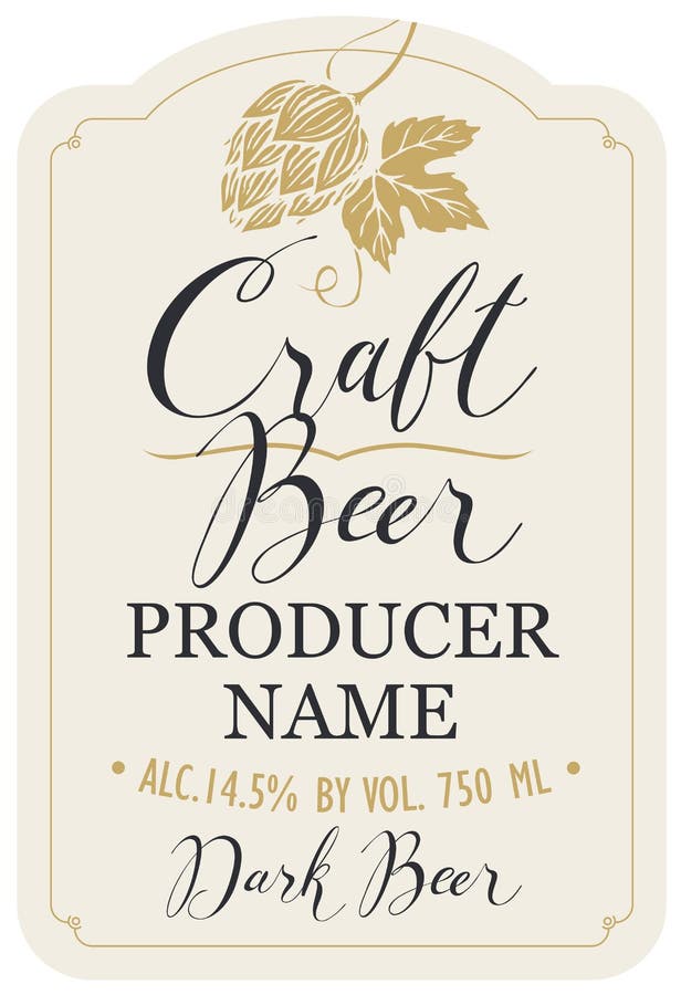 Beer Label with Malt Hops and Inscriptions Stock Vector - Illustration ...