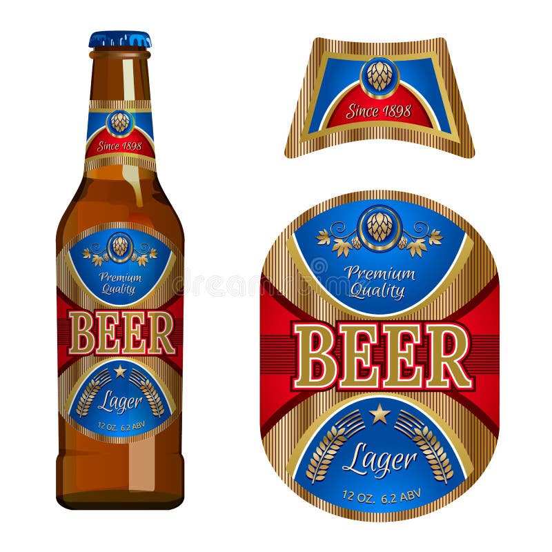 Beer Label Template with Neck Label. Stock Illustration - Illustration ...