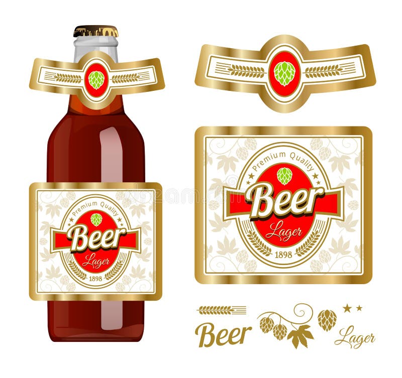 Beer Label Template with Neck Label. Stock Vector - Illustration of ...