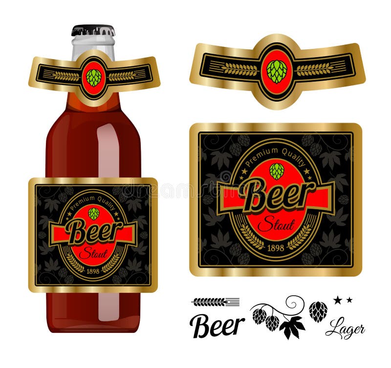 Beer Label Template with Neck Label. Stock Vector - Illustration of ...