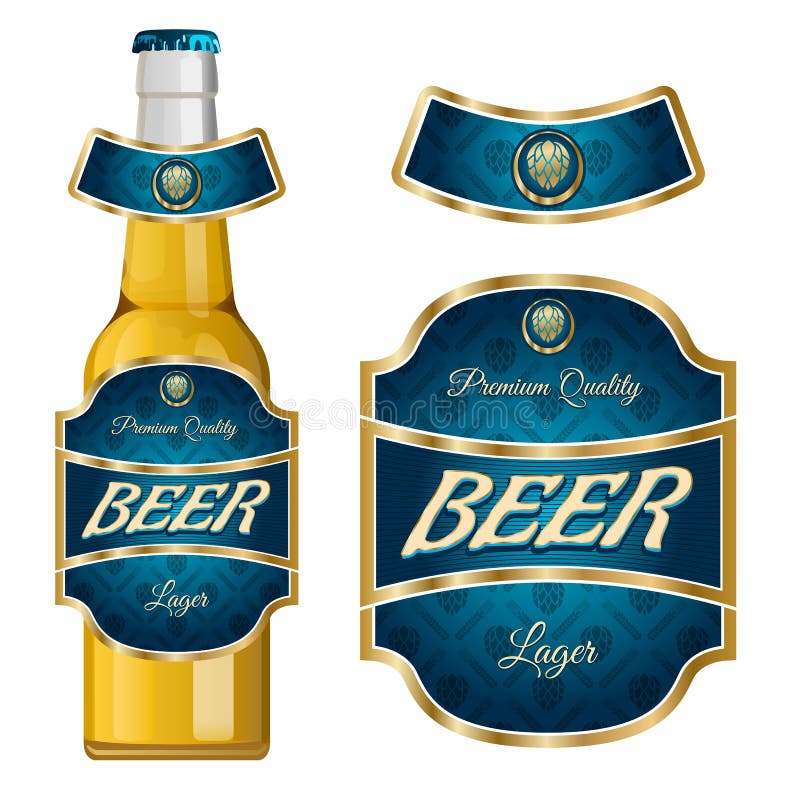 Beer Label Template with Neck Label. Stock Illustration - Illustration ...