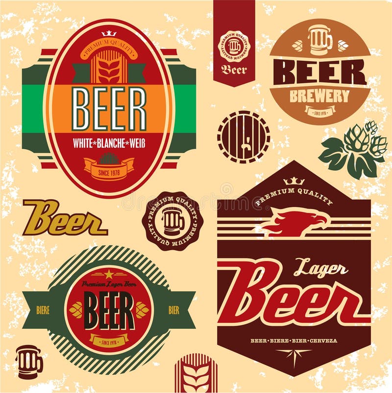 Collection of Vintage Beer Labels Stock Vector - Illustration of retro ...
