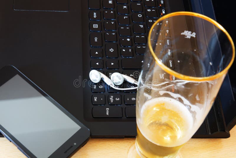 Beer and laptop stock image. Image of business, digital - 128722165