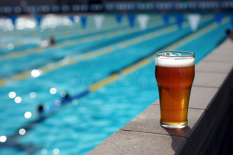 Beer on Ledge, Swim Meet in Stadium Pool Stock Photo - Image of alcohol ...