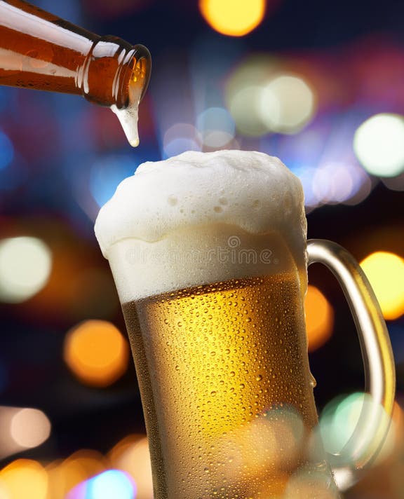 Beer with lights stock image. Image of celebration, full - 7972713