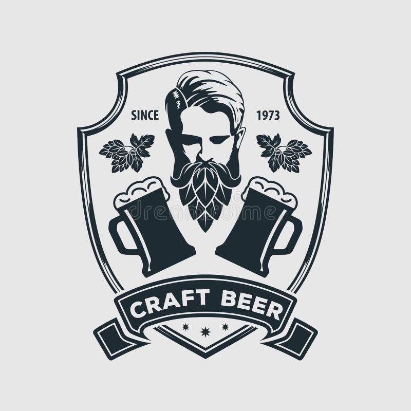 Beer Logo with Man with Beard Made of Hop Cone Stock Vector ...