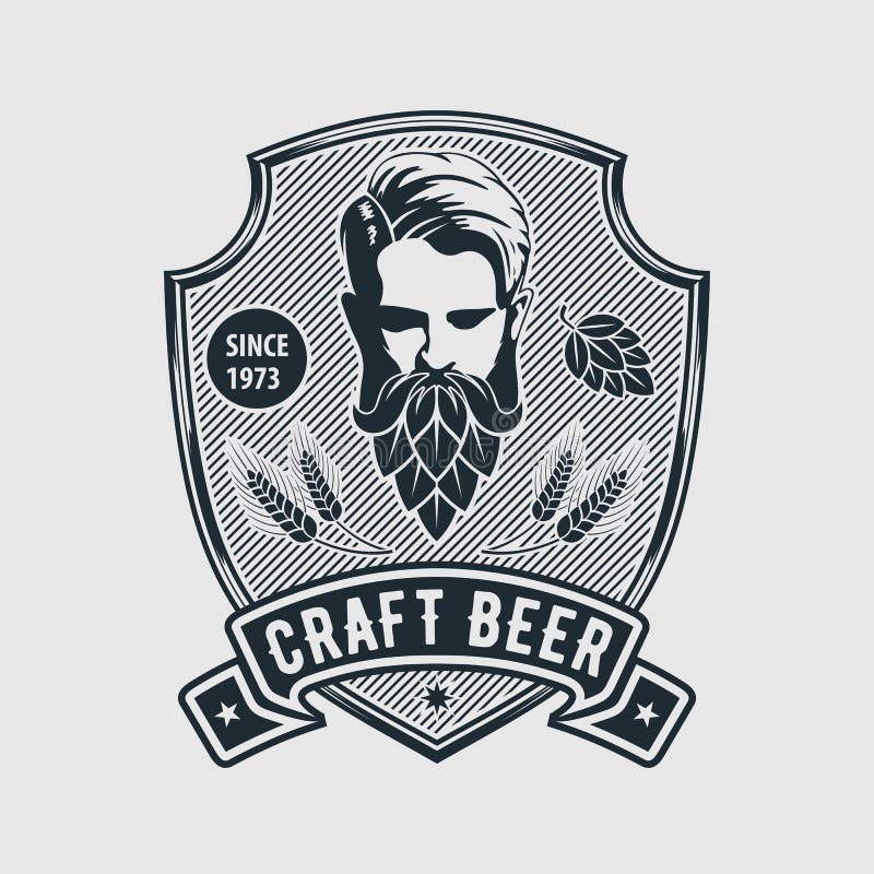 Beer Logo with Man with Beard Made of Hop Cone Stock Vector ...