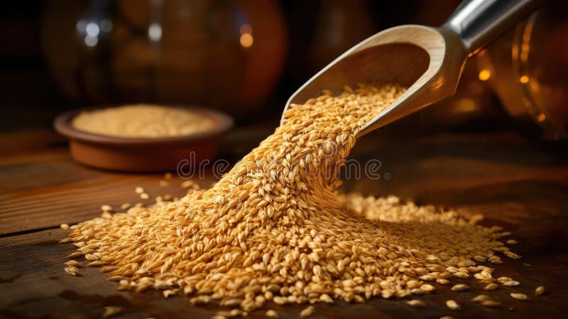 Beer Malt Grains Being Poured with a Spoon Stock Illustration ...