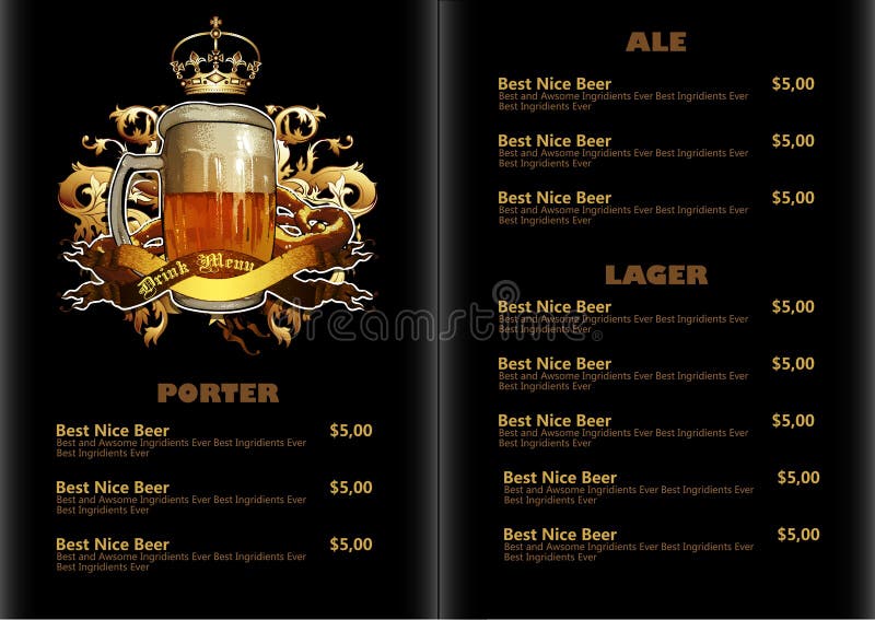 Beer menu design stock vector. Illustration of design - 93796200
