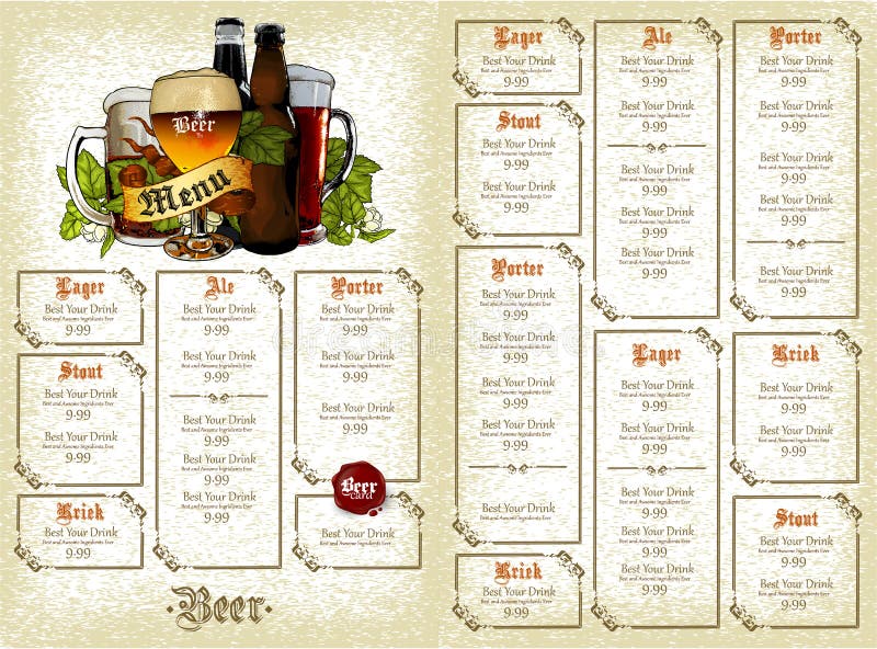 Beer menu background stock vector. Illustration of sticky - 60151652