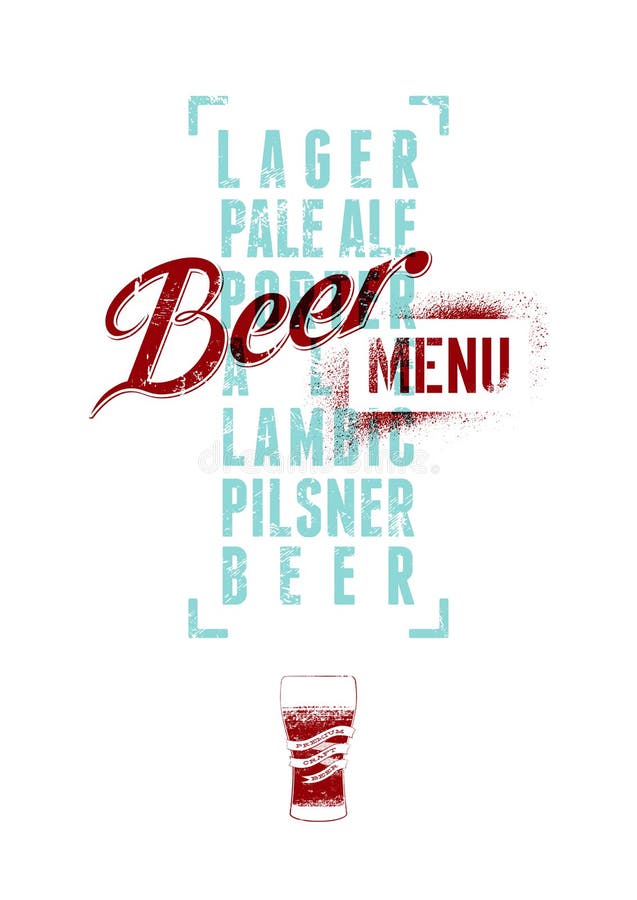 Beer Menu Design. Vintage Grunge Style Beer Poster. Vector Illustration ...