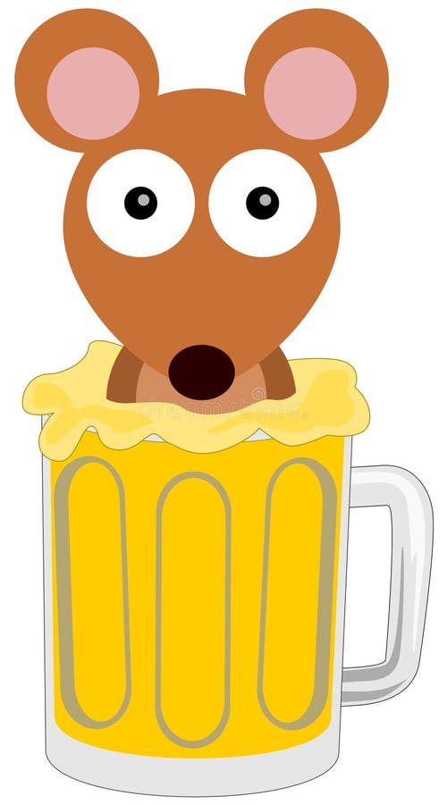 Drunk rat with beer stock vector. Illustration of lass - 138089708