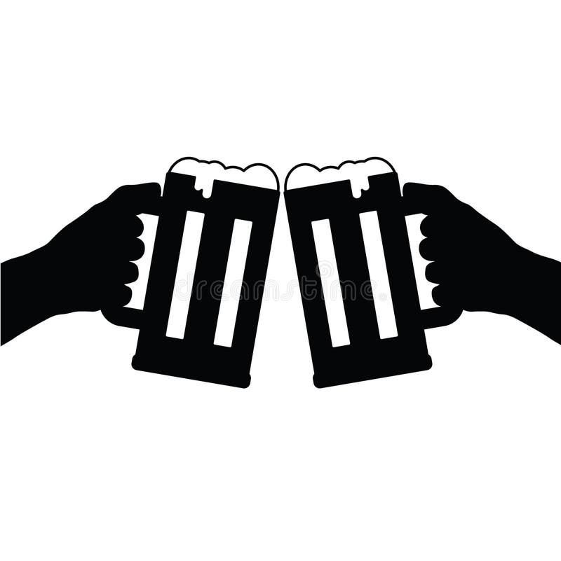 Toasting Beer Bottles Line and Glyph Icon. Cheers Bottles Vector ...