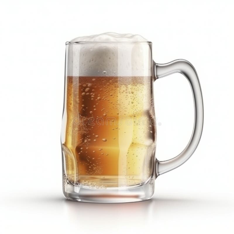 Beer Mug with Foam Cap on the White Background, Created with Generative ...