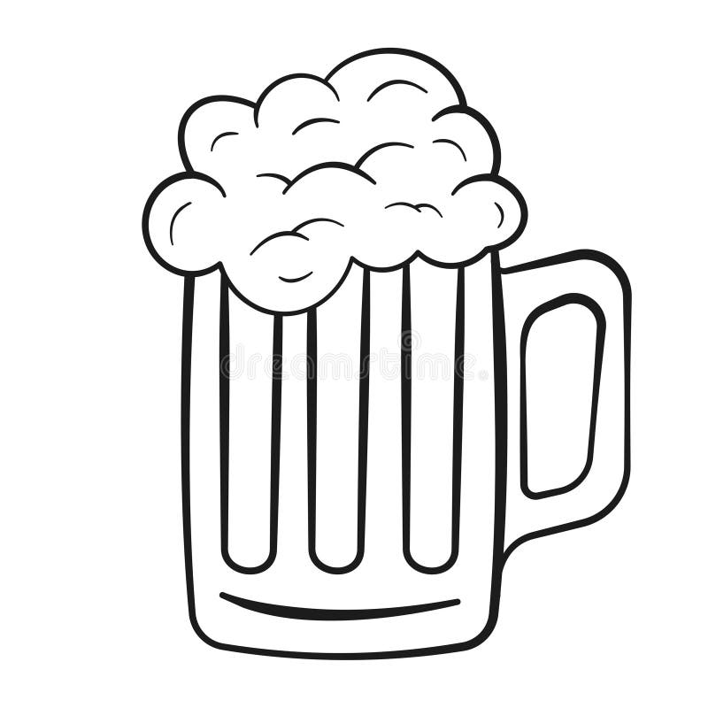 Beer Mug with Foam, Outline. Icon Stock Vector - Illustration of vector ...