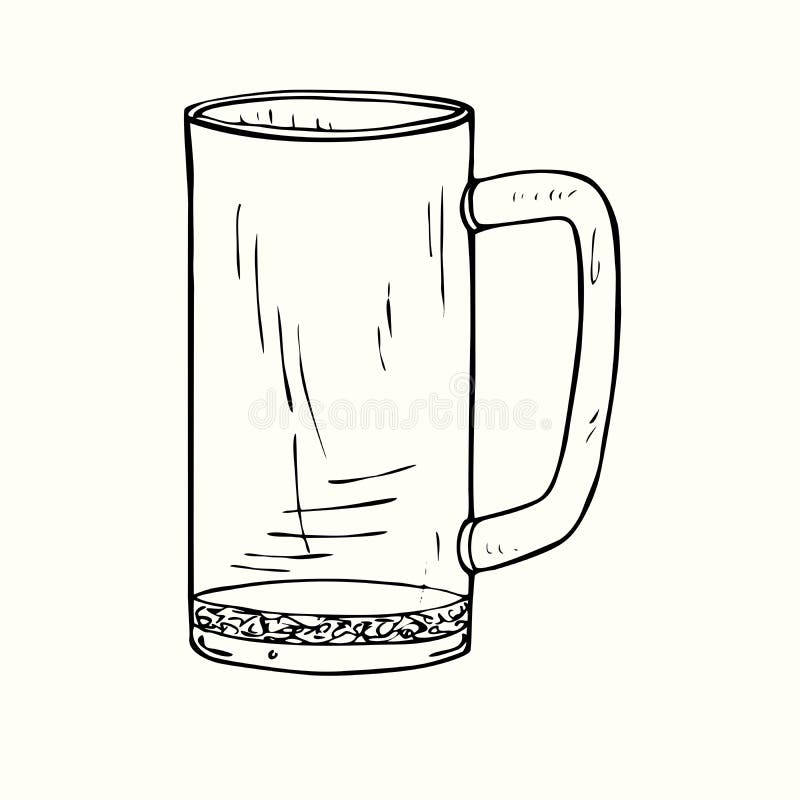 Beer Mug Isolated, Outline Simple Doodle Drawing, Gravure Style Stock ...