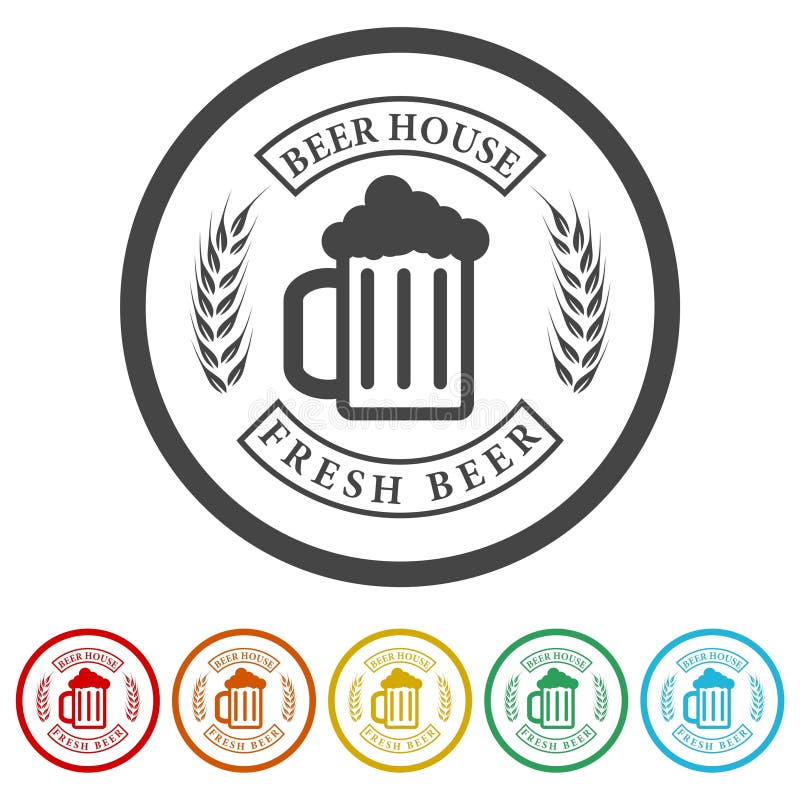 Beer Mug Logo Icon. Set Icons in Color Circle Buttons Stock Vector ...