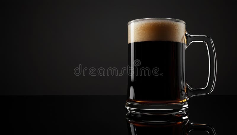 Beer Mug Reflecting on a Black Surface Stock Image - Image of brown ...