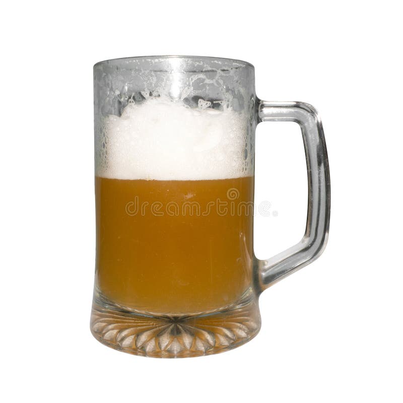 Beer Mug with Beer on a White Background.Unfiltered Wheat Beer Stock ...