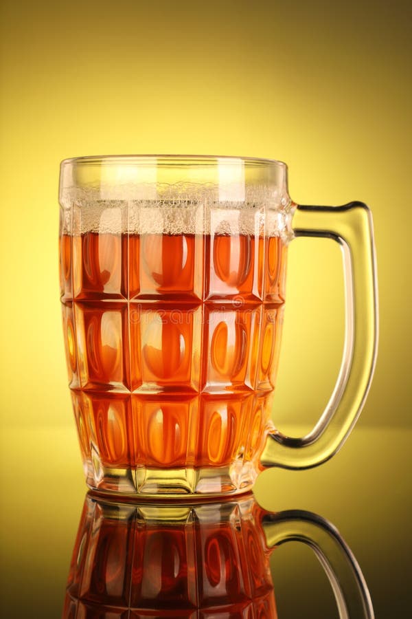 Beer Mug with Yellow Background Stock Photo - Image of golden, beer ...